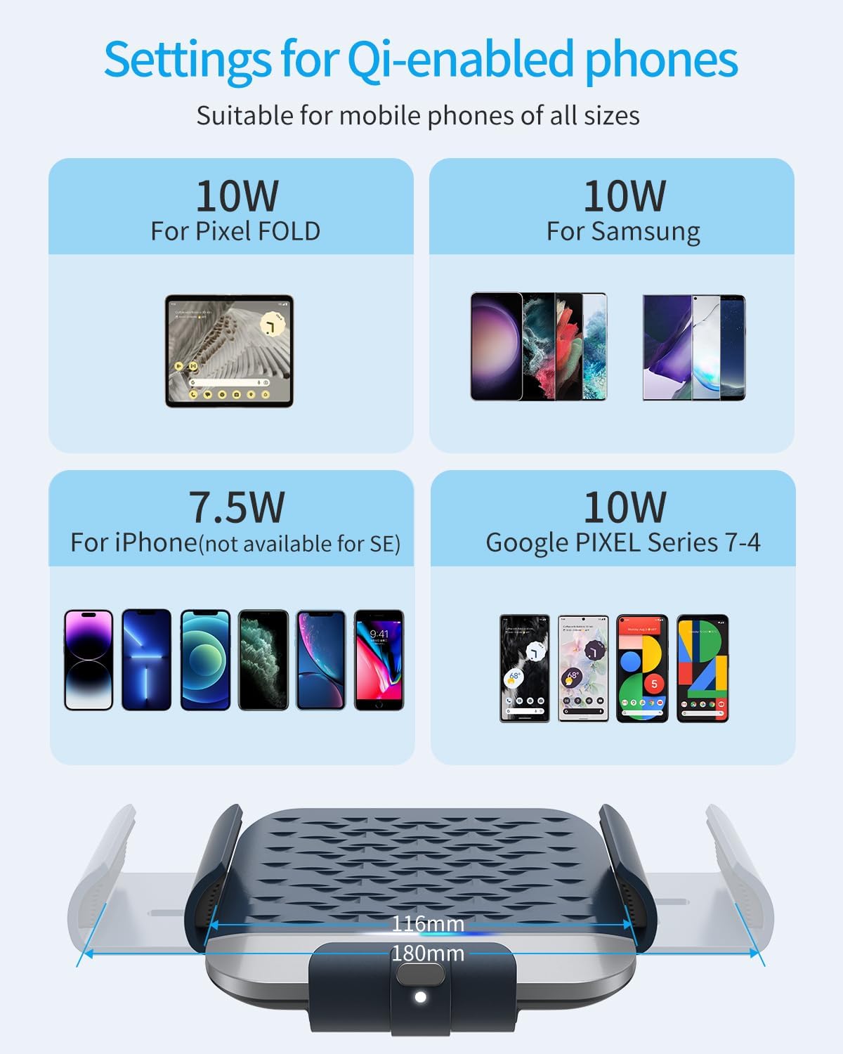 Pixel Fold and Pixel 9 Pro Fold Car Mount | Wireless Charging Car ...