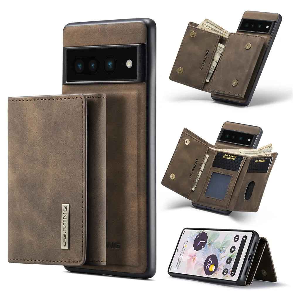 2 in 1 Magnetic Leather Case with Detachable Wallet For Google Pixel S ...