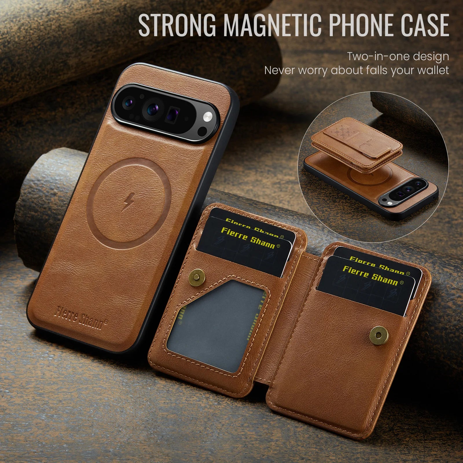 Leather Case with Detachable Magnetic Wallet For Pixel Series – The ...